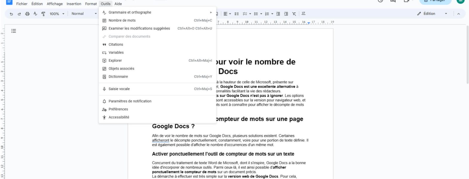 Comment voir le nombre de mots sur Google Docs ? • MerciApp