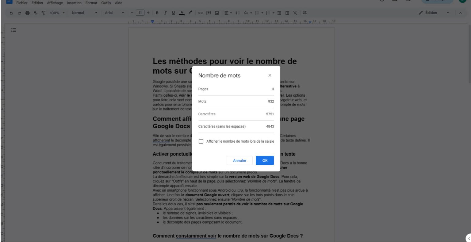 Comment voir le nombre de mots sur Google Docs ? • MerciApp
