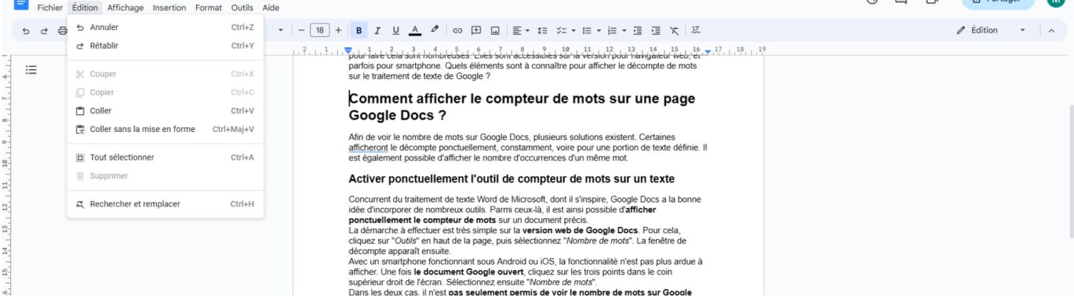 Comment voir le nombre de mots sur Google Docs ? • MerciApp