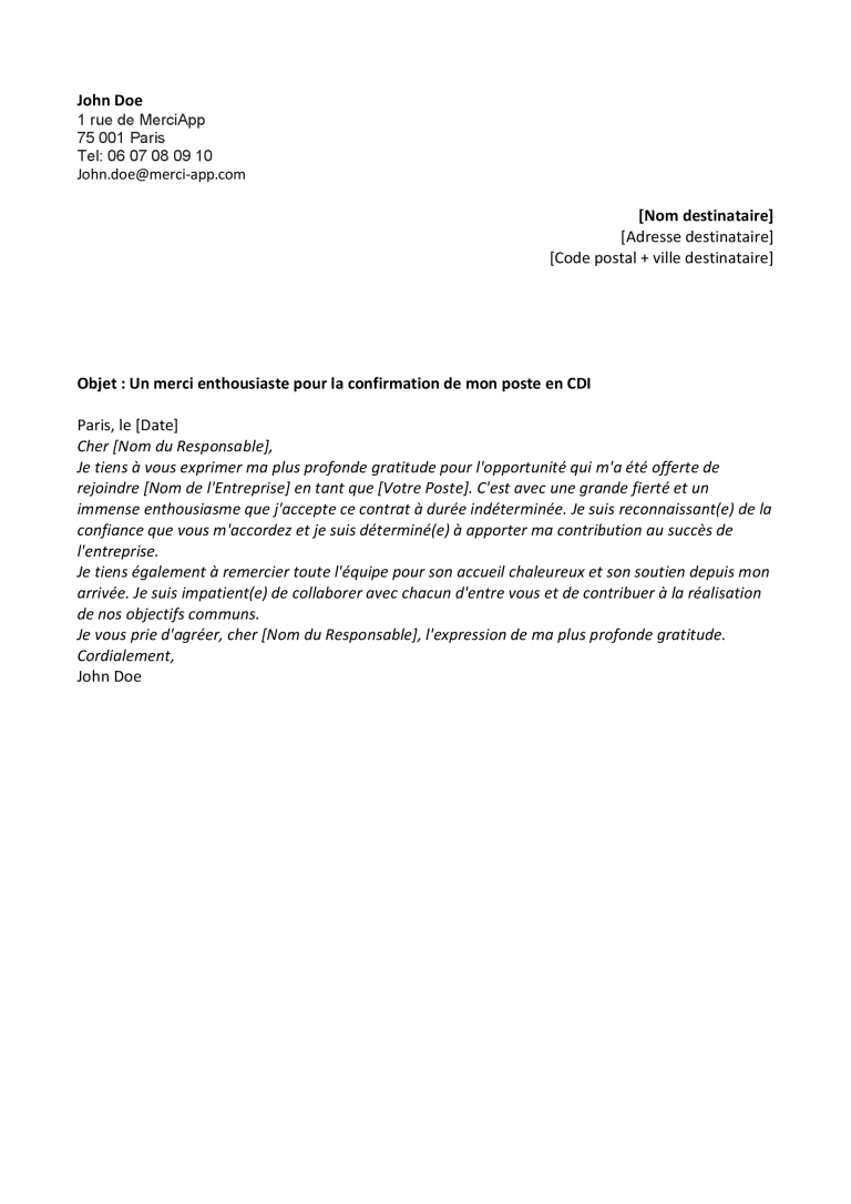 Lettre de remerciement : comment la rédiger ? [+10 exemples] Rédaction ...