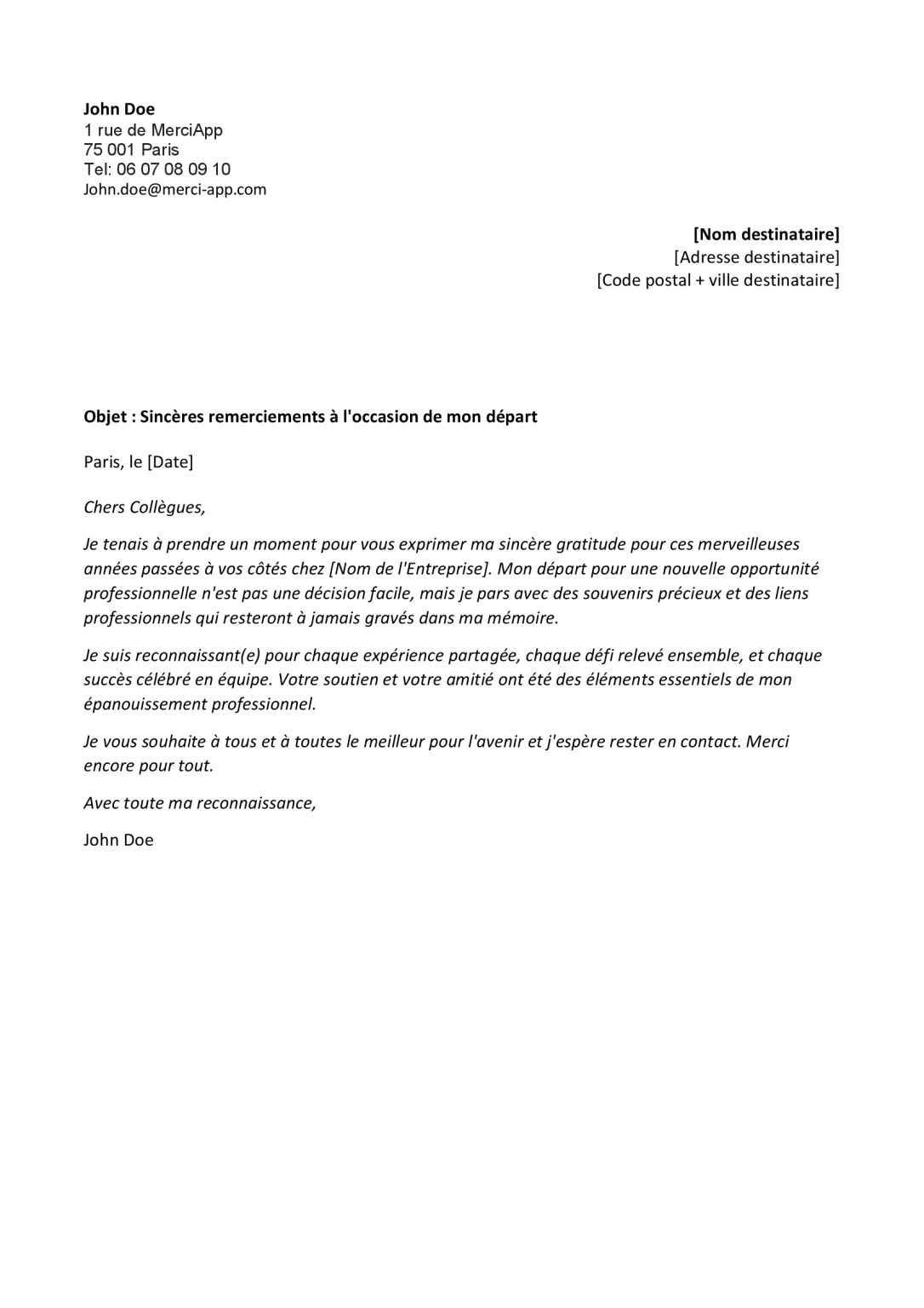 Lettre de remerciement : comment la rédiger ? [+10 exemples] Rédaction ...