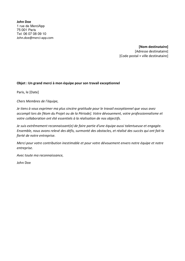 Lettre de remerciement : comment la rédiger ? [+10 exemples] Rédaction ...