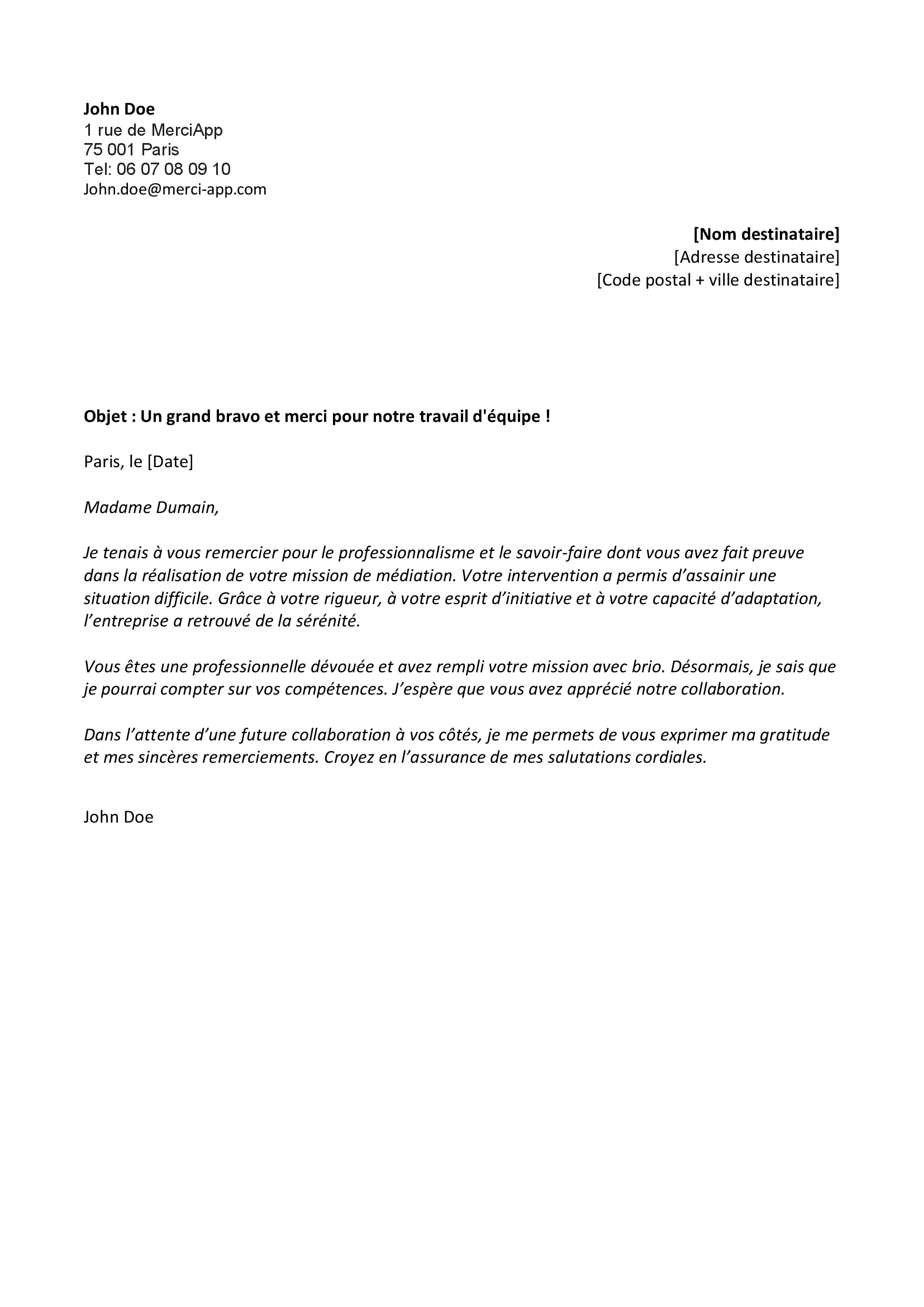 Lettre de remerciement : comment la rédiger ? [+10 exemples] Rédaction ...