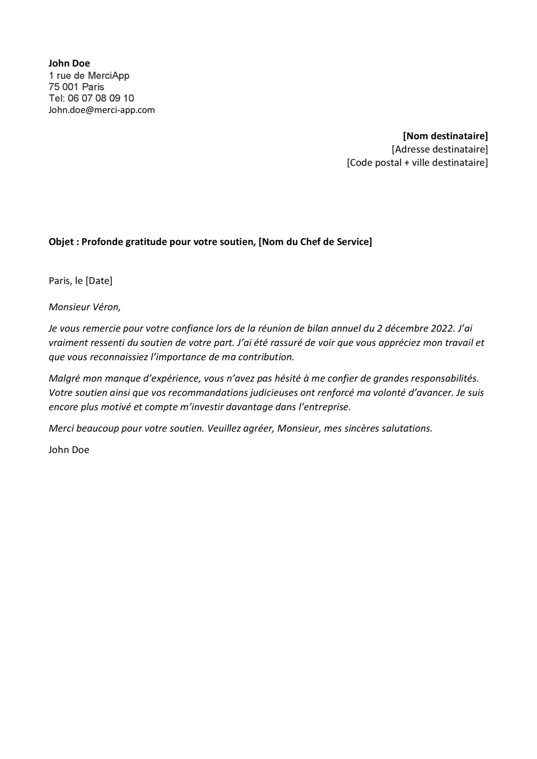 Lettre de remerciement : comment la rédiger ? [+10 exemples] Rédaction ...